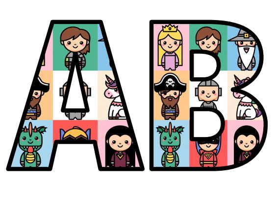 Characters Story Books Art Clip Lettering Set Display Title Letters ...