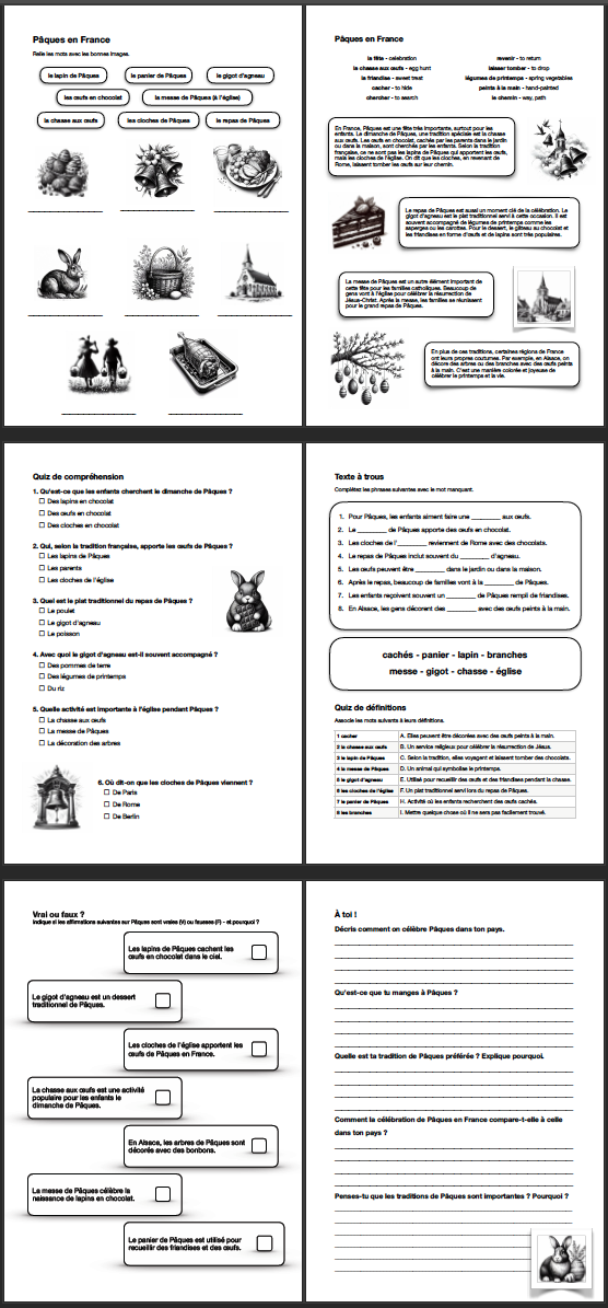 French - Easter Worksheet (Pâques en France) | Teaching Resources