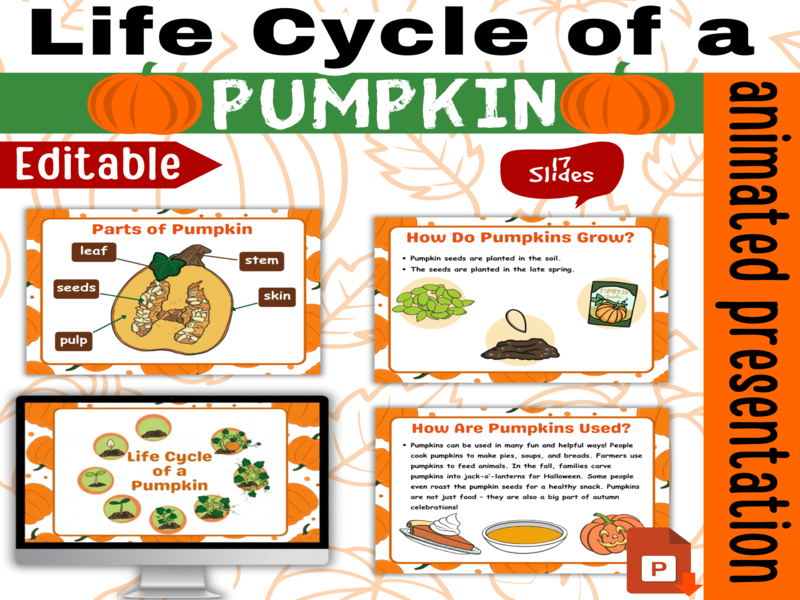 Life Cycle of a Pumpkin Plant Fall Autumn Life Science PowerPoint ...