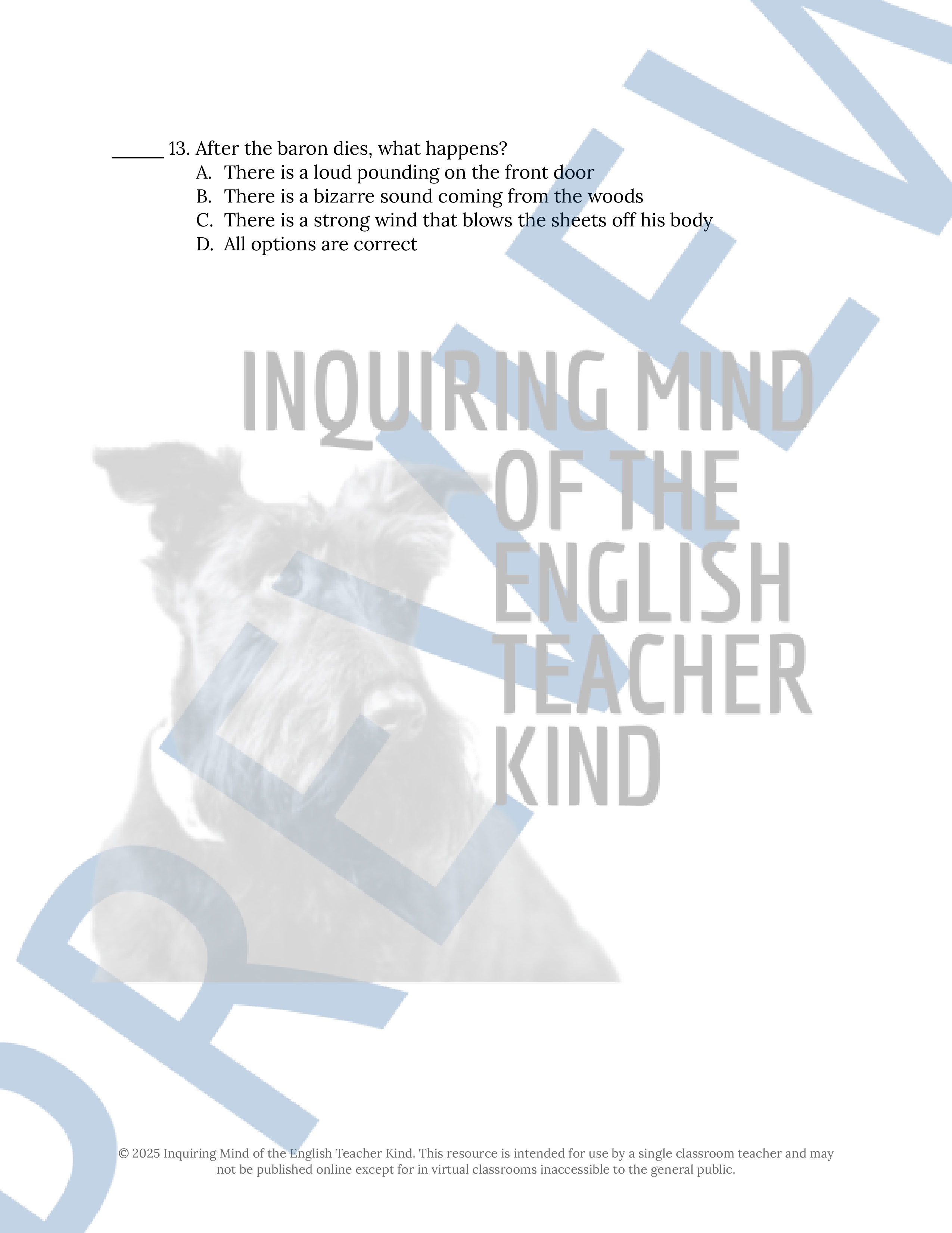 "The Werewolf's Howl" by Brooke Byrne Quiz and Answer Key (Halloween ...