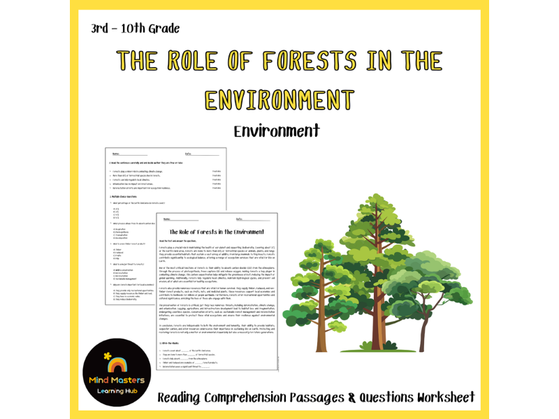 The Role of Forests in the Environment Reading Comprehension Passages ...