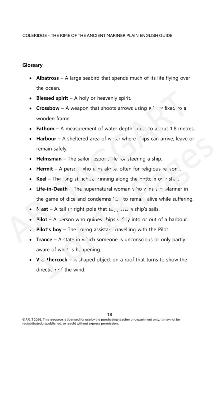 COLERIDGE: THE RIME OF THE ANCIENT MARINER - Plain English Guide - LIT ...