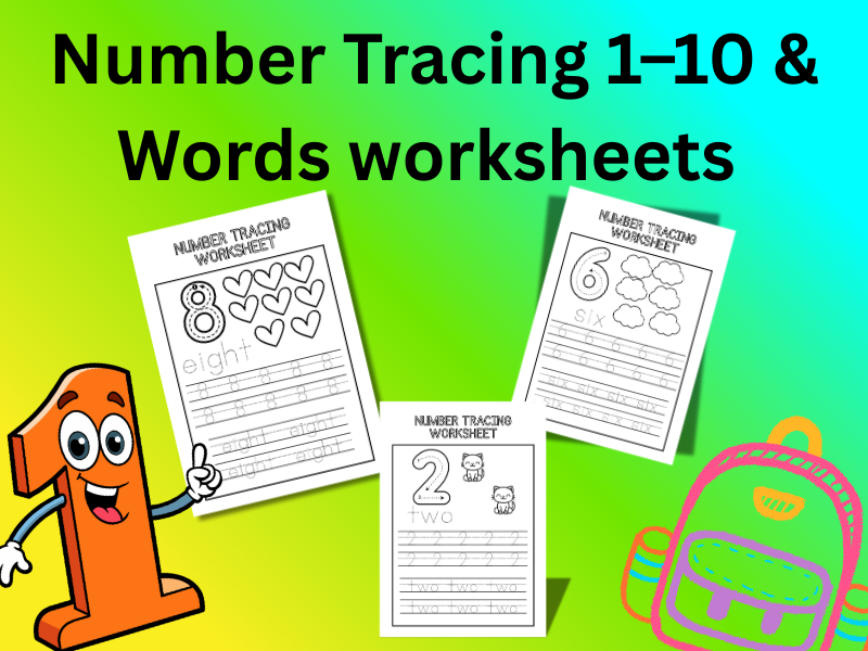 Number Tracing 1–10 & Words | EYFS Worksheets | Teaching Resources