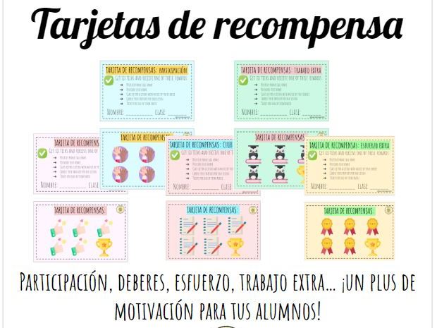 TARJETAS DE RECOMPENSA - REWARDS CARDS SPANISH | Teaching Resources
