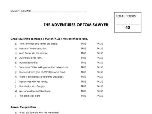 Reading Comprehension - The Adventures of Tom Sawyer (Penguin Readers ...