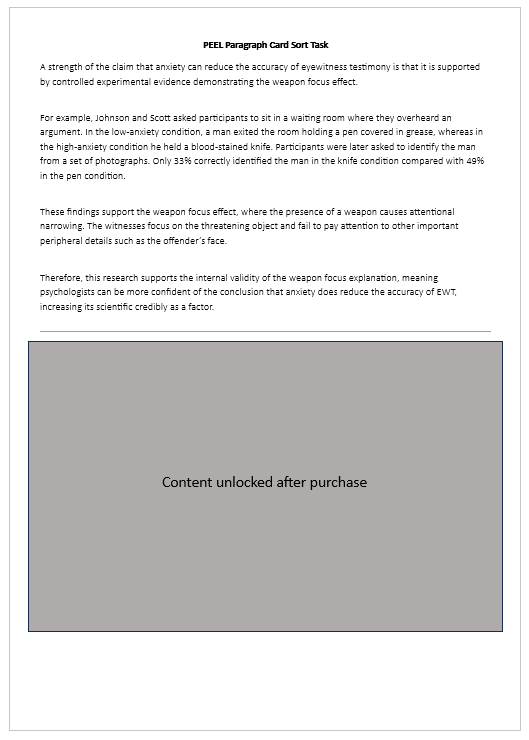 Complete Anxiety Eye-witness Testimony Lesson | Teaching Resources