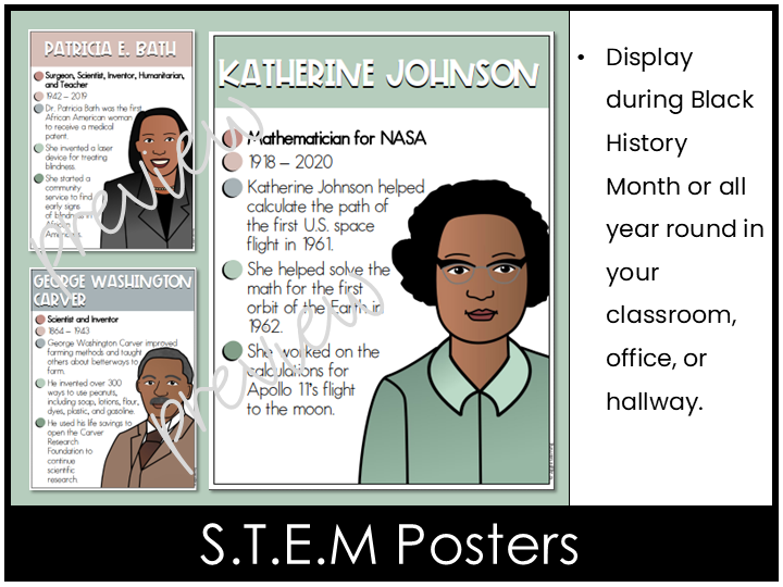 Black History Month Posters STEM Careers African Americans Scientists ...