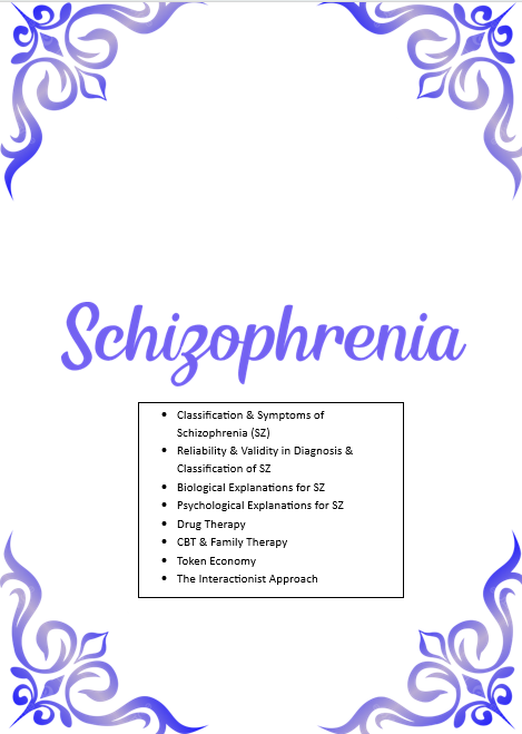 A-Level Psychology Schizophrenia Notes | Teaching Resources