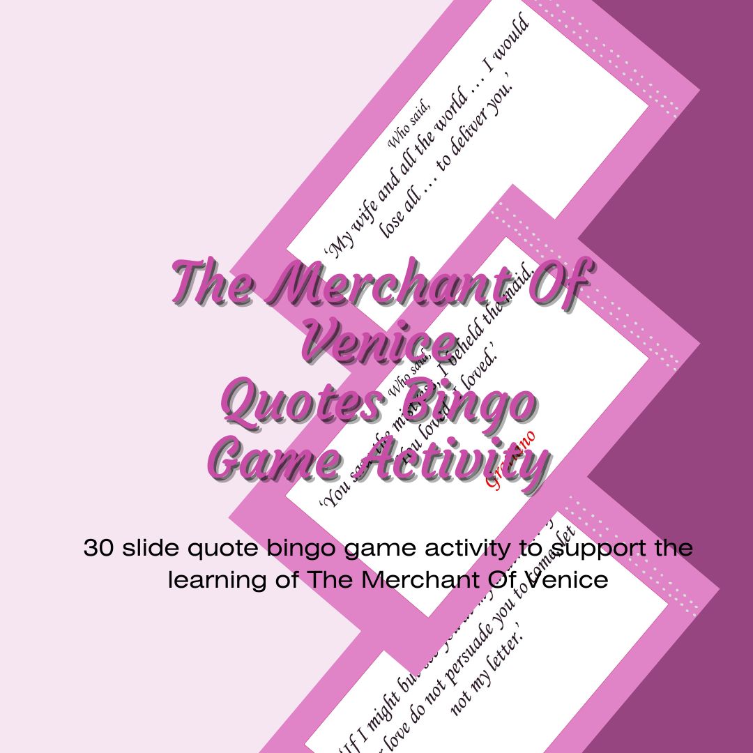 Shakespeare The Merchant Of Venice Quotes Bingo Game Activity ...