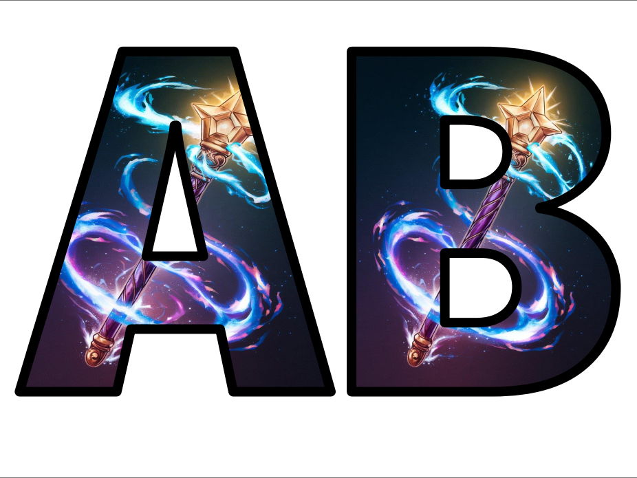Glowing Magic Wand 2 Lettering Set Instant Display Title All Letters ...