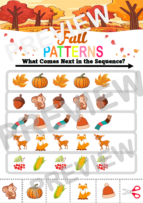 Autumn / Fall Pumpkin Finish the Pattern Activity for EYFS / Nursery ...