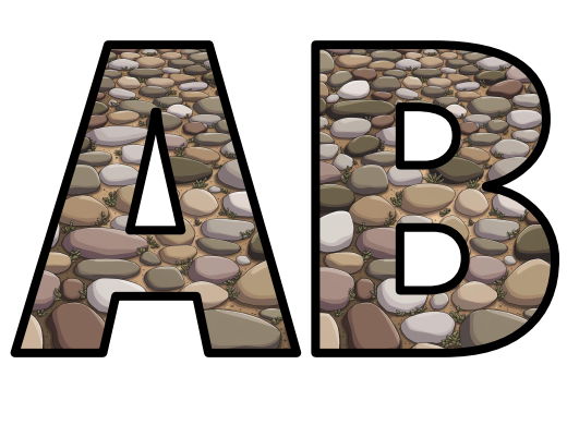 Cobblestone Pebble Path Stone Lettering Set Display Title Letters ...
