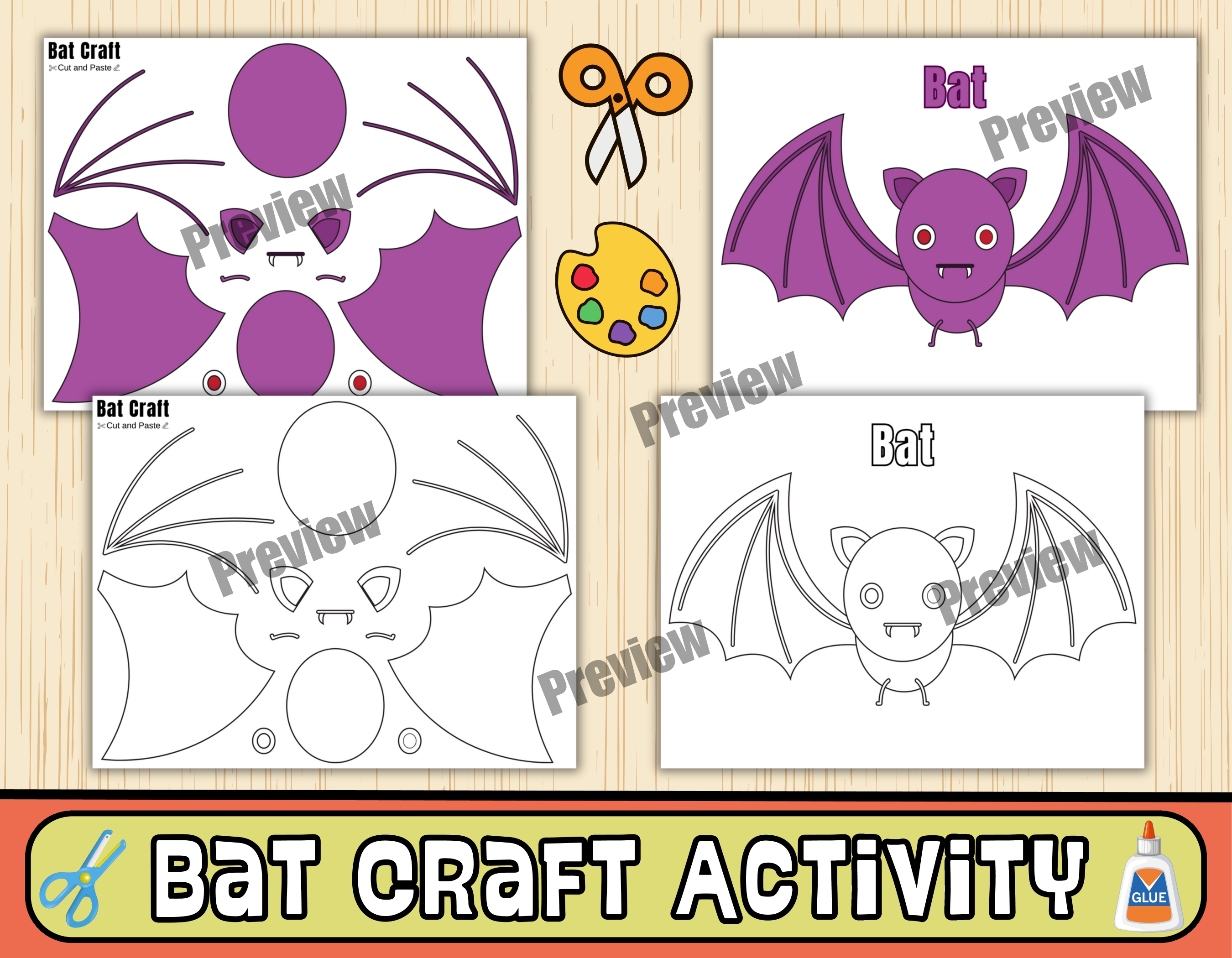 Bat Craft Activity-Fall Bulletin Board Theme Craft Activity-Cut & Paste ...