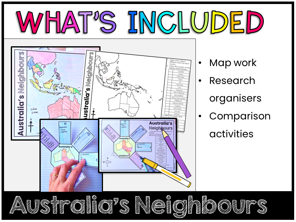 HASS Australia's Neighbouring Countries Year 3 Research and Map ...