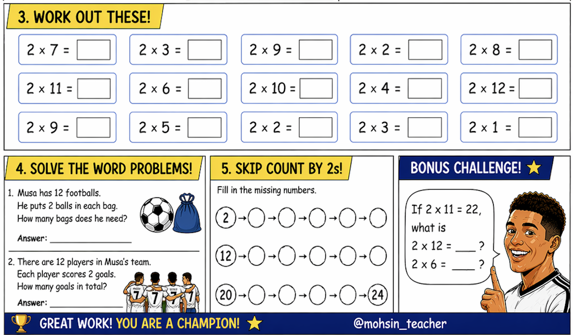 Times Table Pack - Football Themed - 1 to 12 times table - KS1 and KS2 ...
