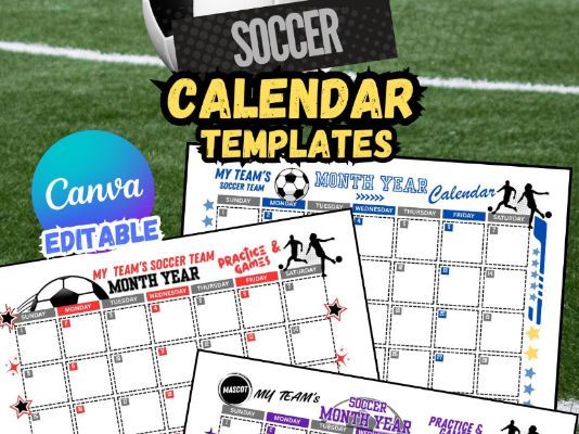 Soccer Season Calendar Template | Editable Practice & Game Schedule ...
