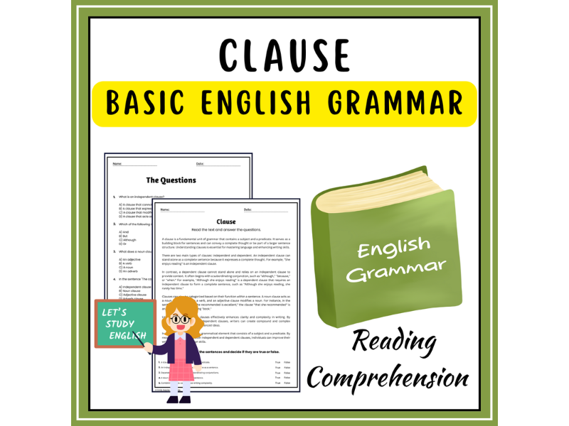 Understanding Clauses Reading Comprehension Passages & Questions ...