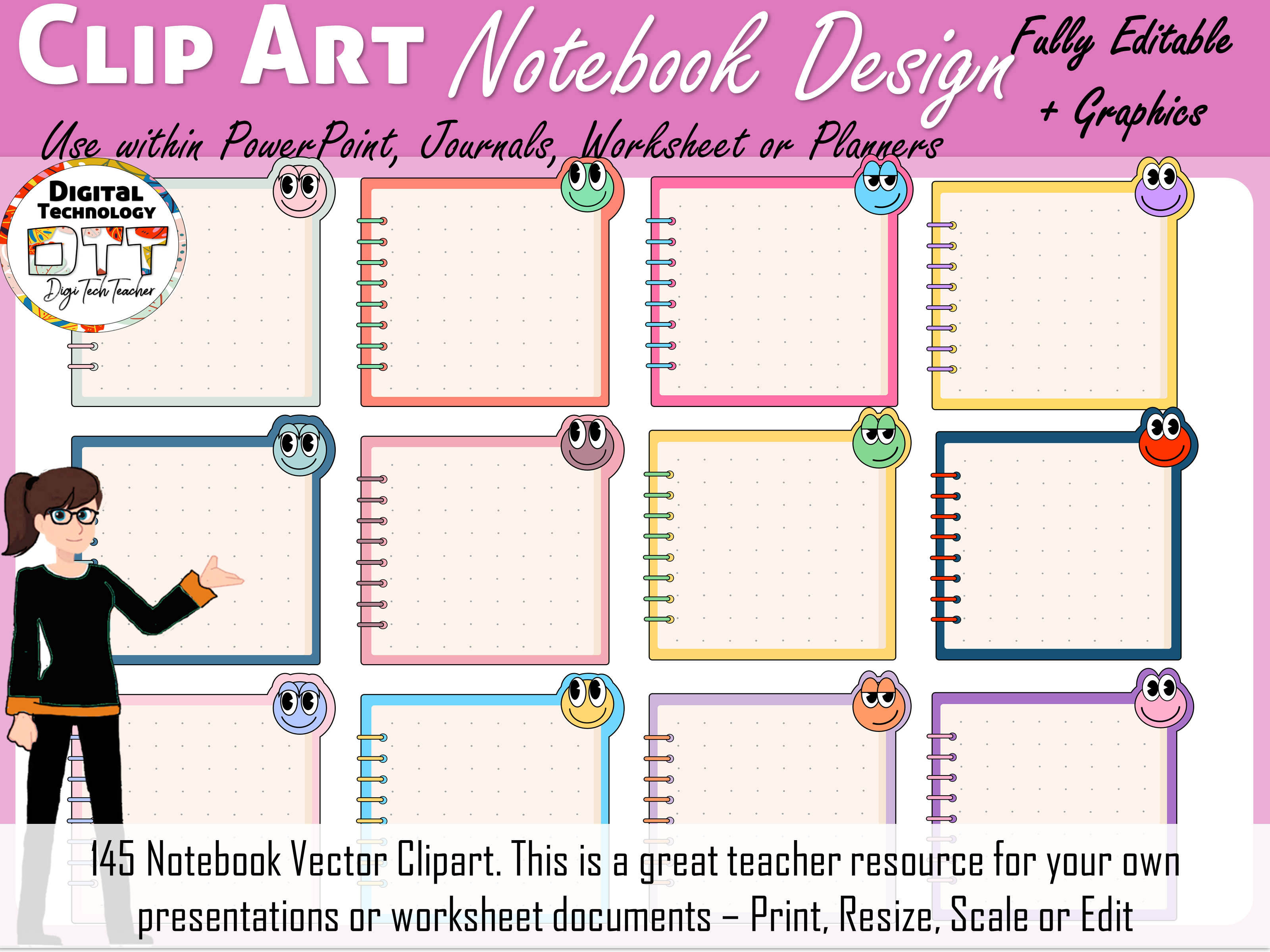 Notebook Text Frame Vector Clipart, Text Frame Clipart, Notebook Vector ...