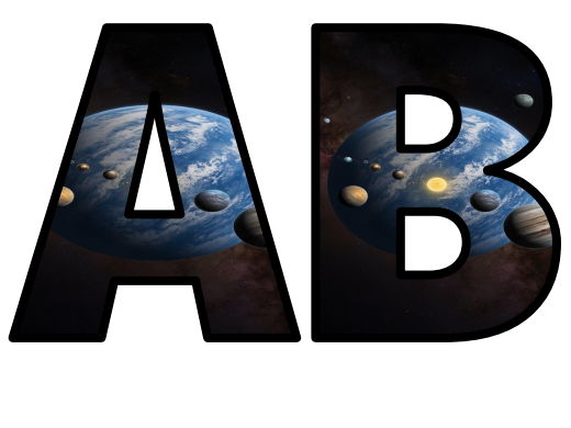 Earth and Planets Space Lettering Set Display Title Letters Numbers ...