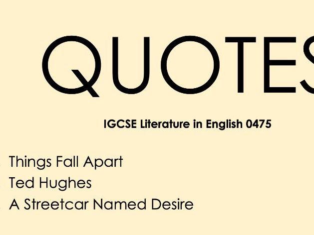 IGCSE Literature in English 0475 QUOTES REVISION | Teaching Resources