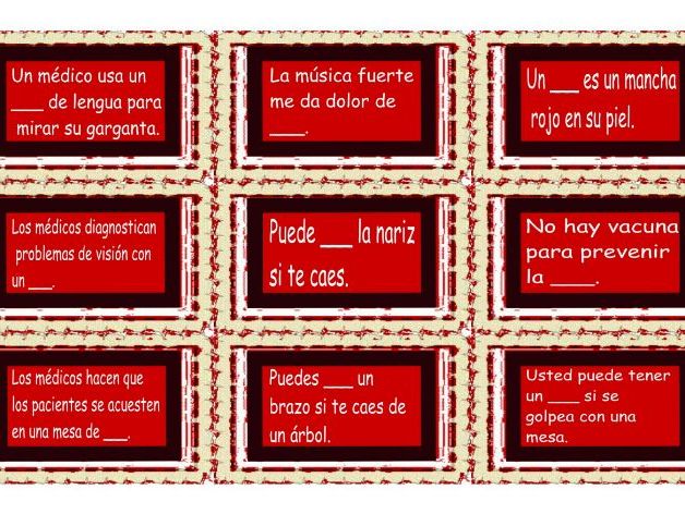 Doctor's, Illnesses and Injuries Spanish 4 Worksheet-2 Game-1 Exam ...