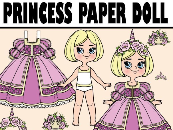 Princess paper doll: paper dolls for girls ages, cut out paper doll ...