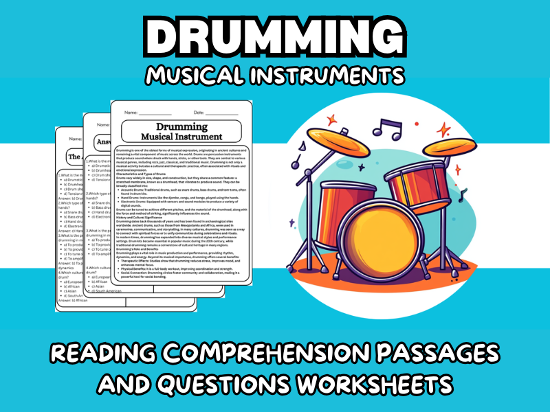 Drumming - Musical Instruments Reading Comprehension Passages and ...