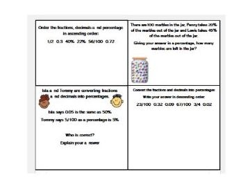 Reasoning questions worksheet - Fractions, Decimals and Percentage ...