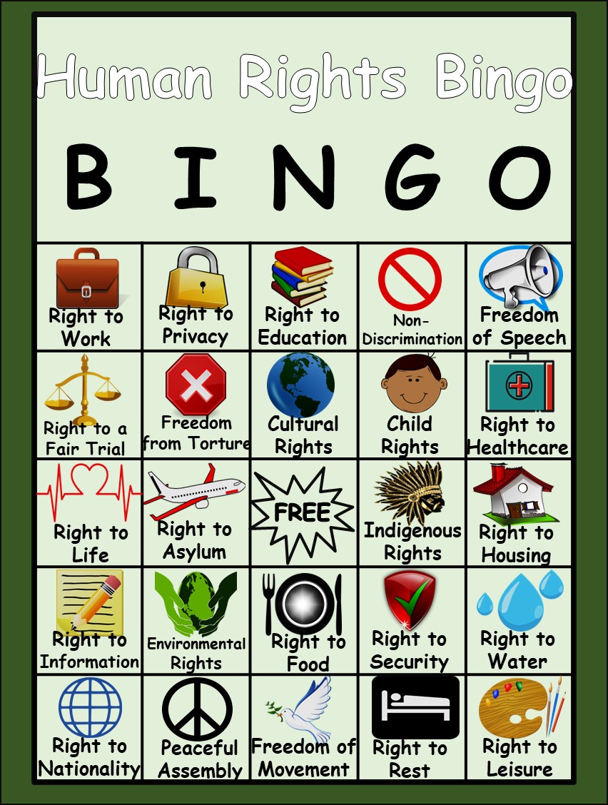 Human Rights Bingo | Game Social Studies & Citizenship Activity ...