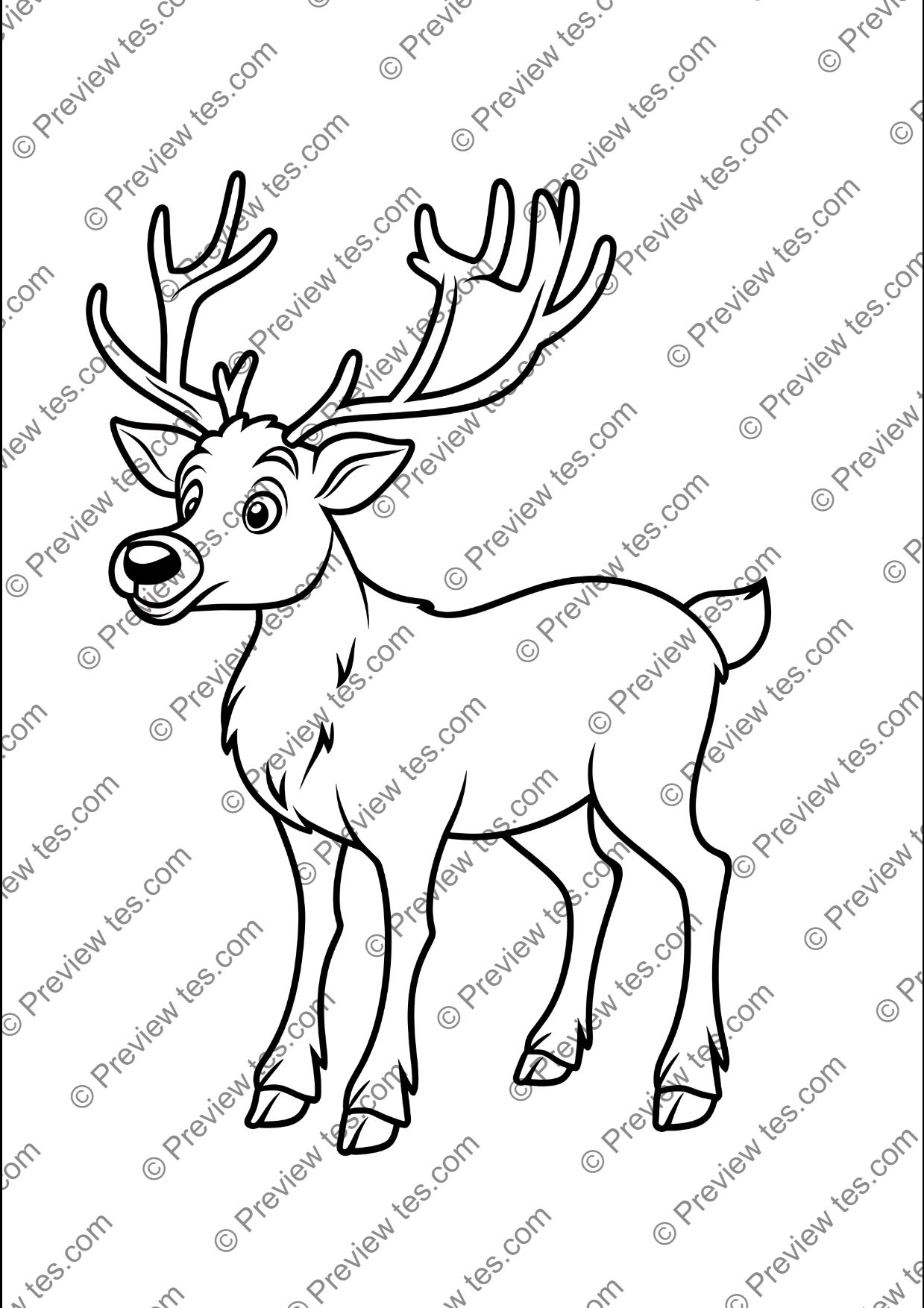 Reindeer Coloring Page | Winter Animal Colouring Sheets for Art or Calm ...