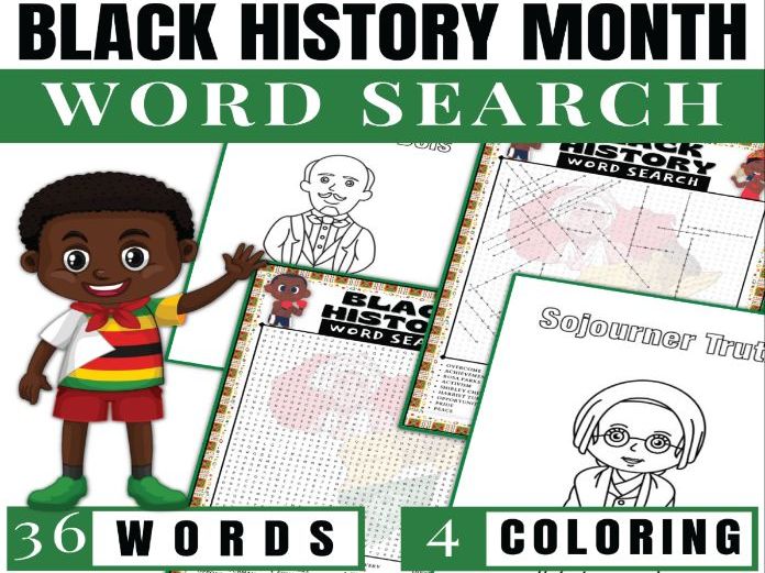 Black History Month Word Search Puzzle Worksheet and Coloring Pages ...