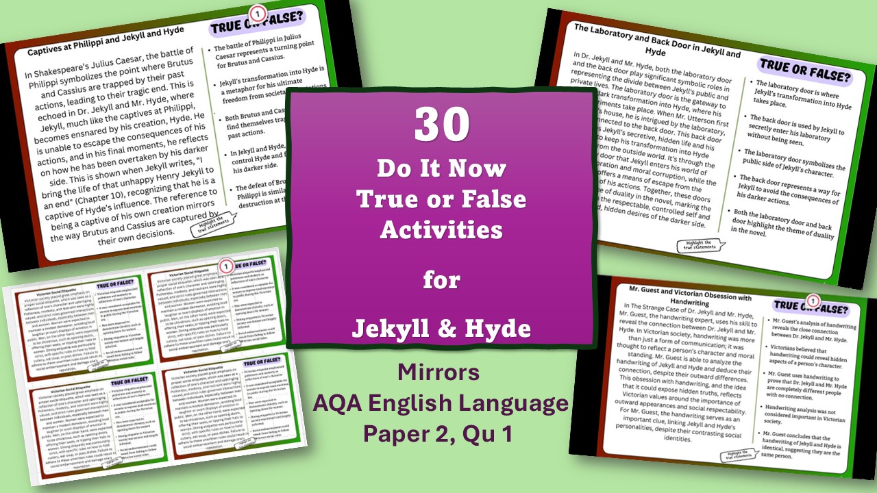 Jekyll & Hyde, Do It Now, Paper 2, Qu1 Practice | Teaching Resources
