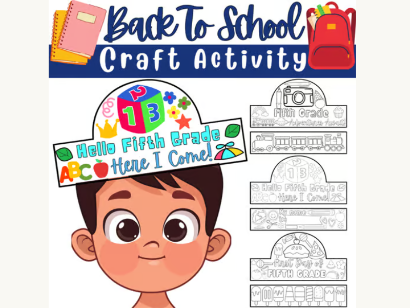 Hello Fifth Grade Back to School Crown Craft: Hats, Crafts, Crowns ...