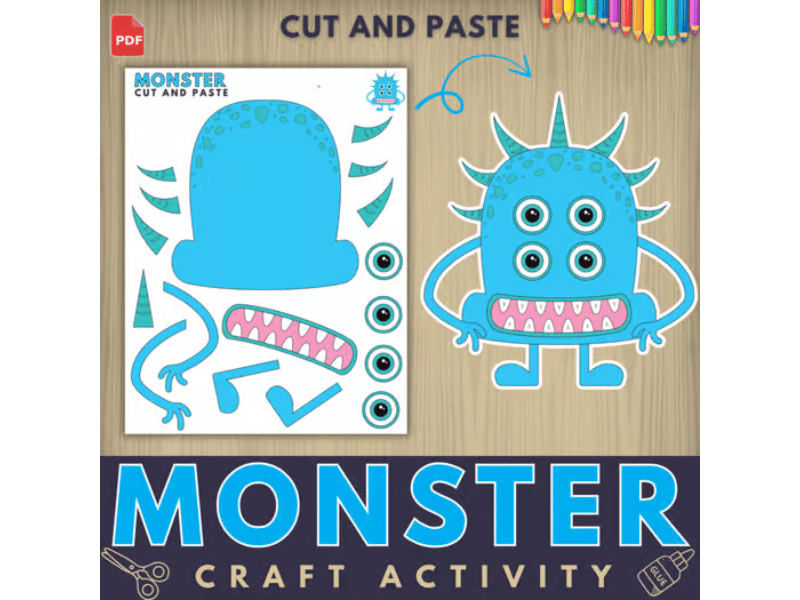Monster Craft Activity | Build-a-Monster | Color, Cut and Paste ...