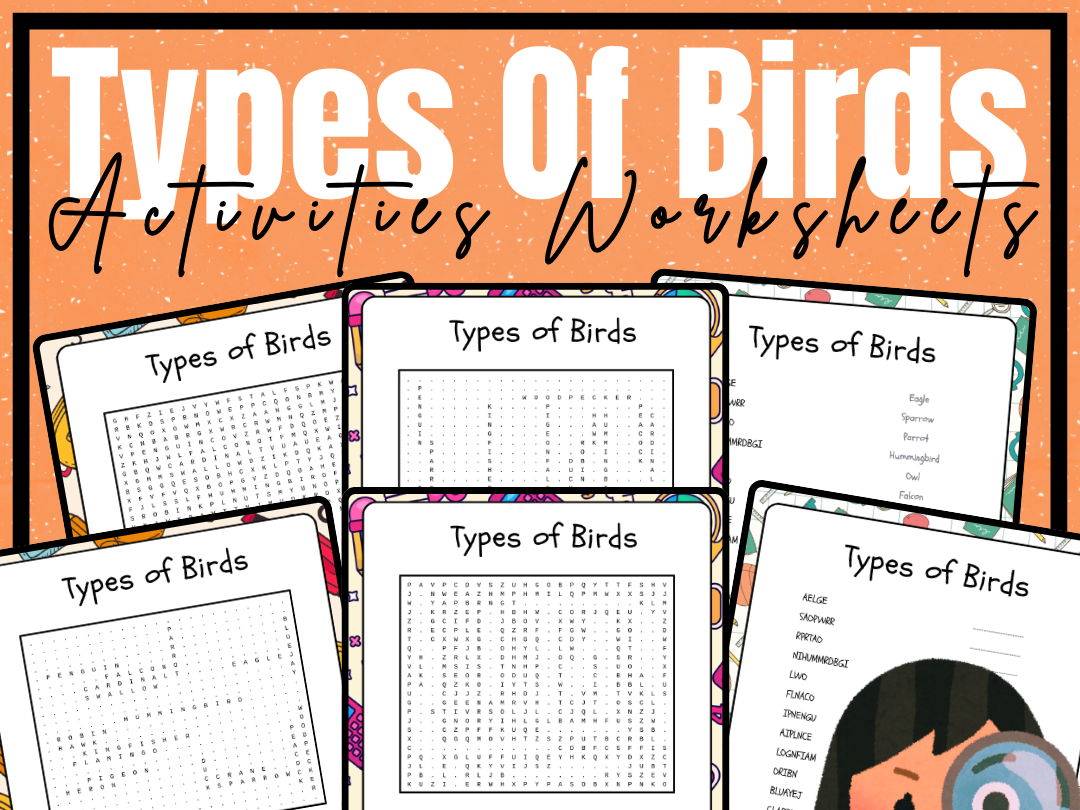 Types Of Birds - Word Search, Scramble & Reverse Search Fun! No Prep ...