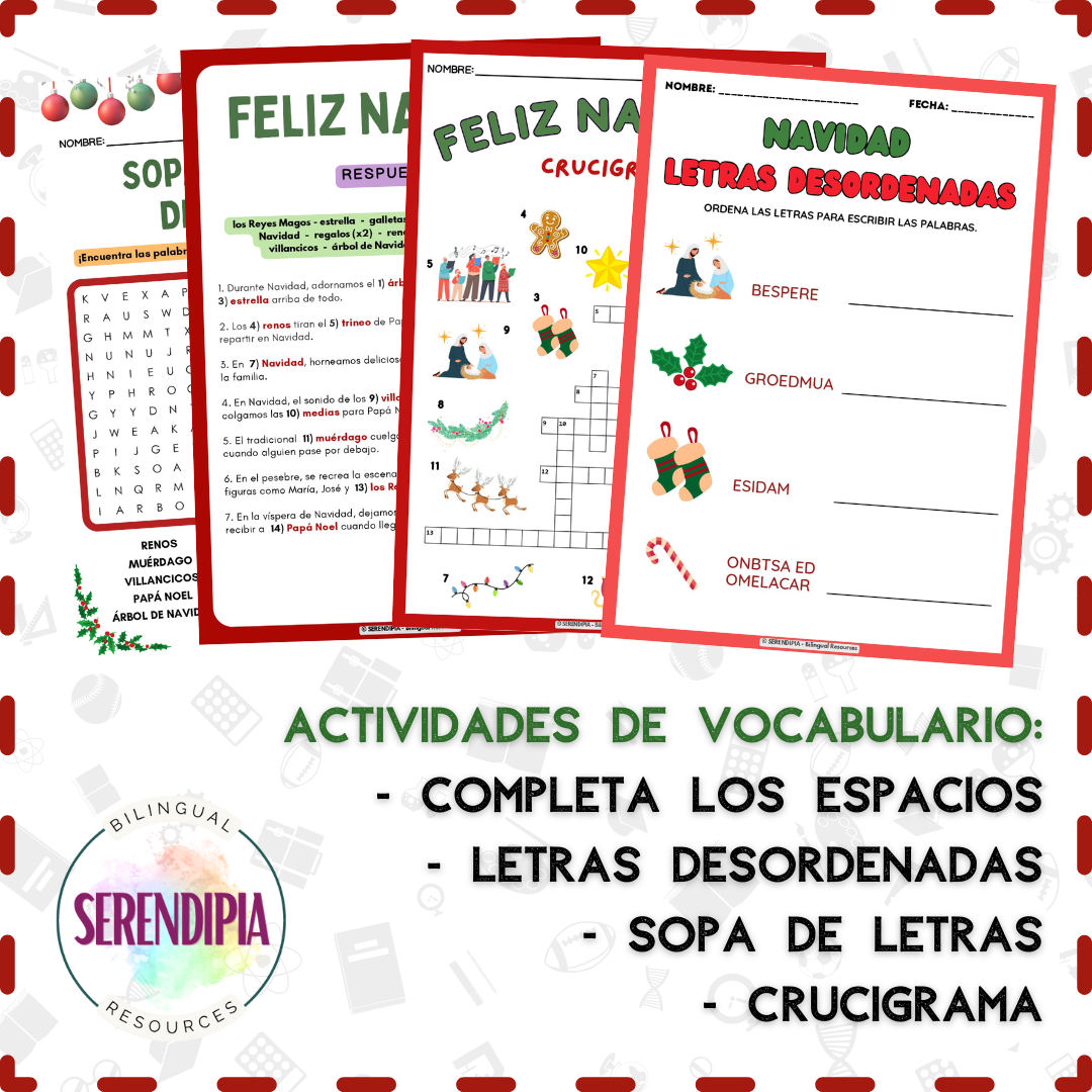 SPANISH Christmas Vocabulary Activities | Navidad Actividades ...