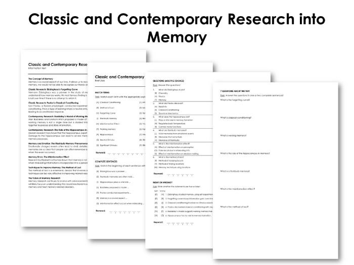 Classic and Contemporary Research into Memory | Teaching Resources