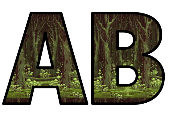 Gloomy Dark Story Woods Lettering Set Instant Display Title All Letters ...