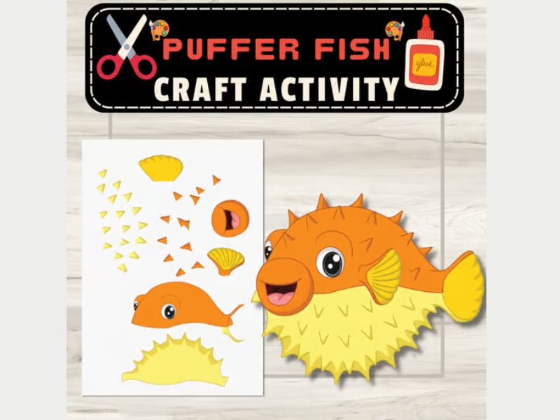 Puffer Fish Craft Cut & Paste Activity: Ocean Animal Summer Craft ...