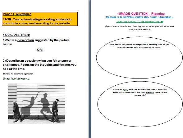 GCSE English Language AQA Spec 8700 Assessment For Paper 1 Question 5 