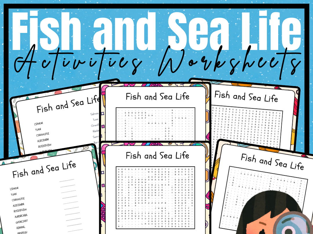 Fish and Sea Life - Word Search, Scramble & Reverse Search Fun! No Prep ...