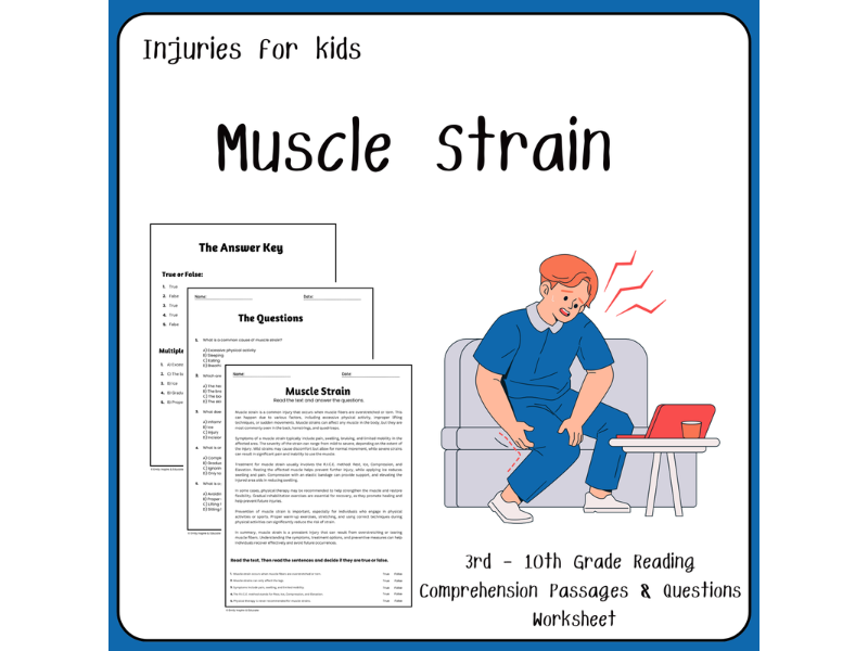 Muscle Strain - Reading Comprehension Passages & Questions Worksheets ...