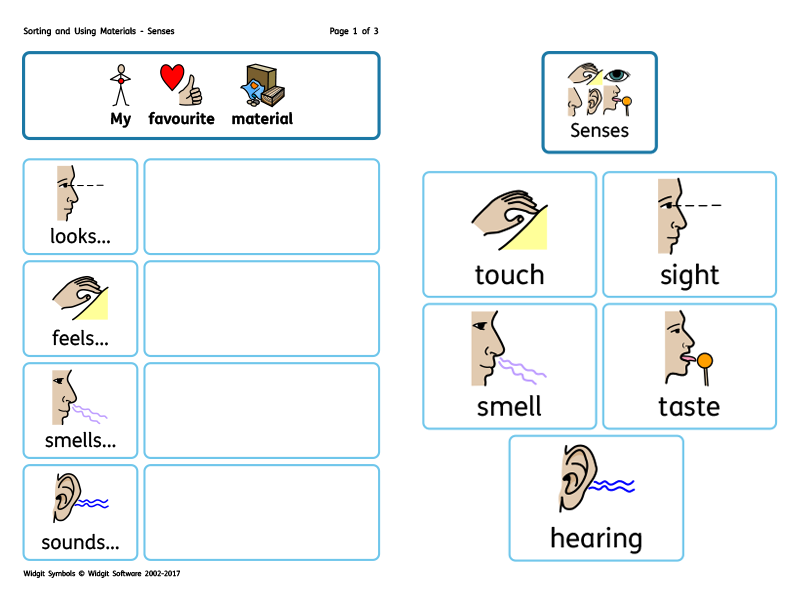 Widgit - Materials 'Senses' Activity by Widgit_Software - Teaching ...