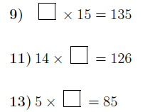 Multiplication: Finding missing numbers worksheets (with solutions ...