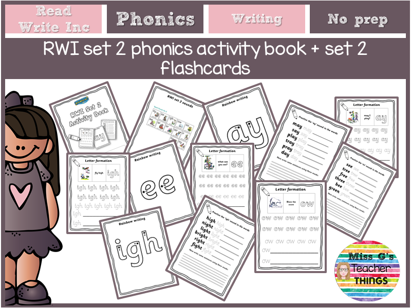 Reception / Year 1 RWI set 2 Phonics Activity Book + Set 2 flashcards ...