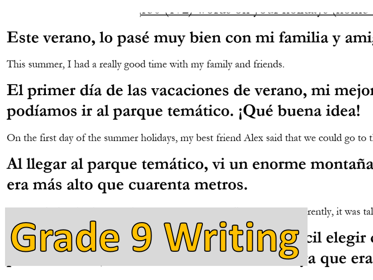 GCSE Spanish Grade 9 Writing Examples Teaching Resources
