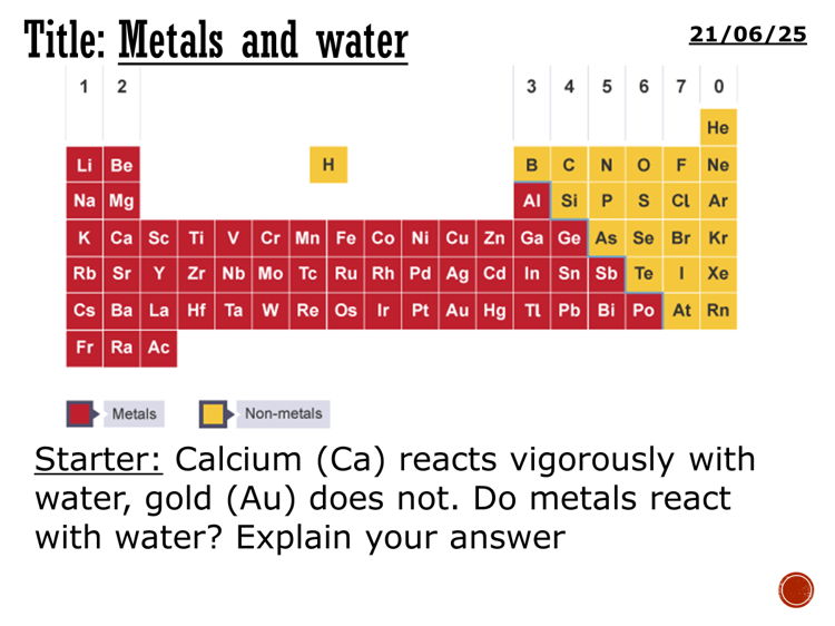 Metals and water- complete lesson (KS3) | Teaching Resources