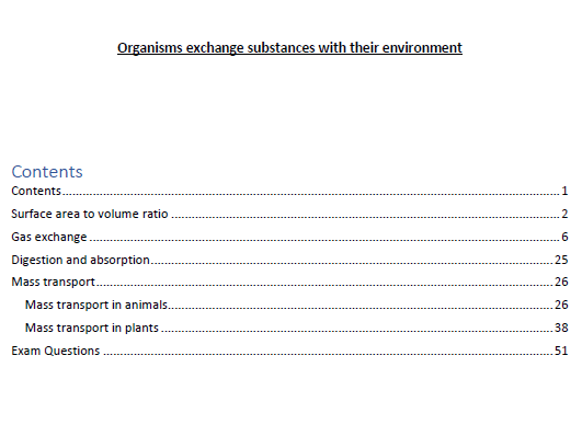 AQA A-Level Biology - Organisms Exchange Substances with their ...