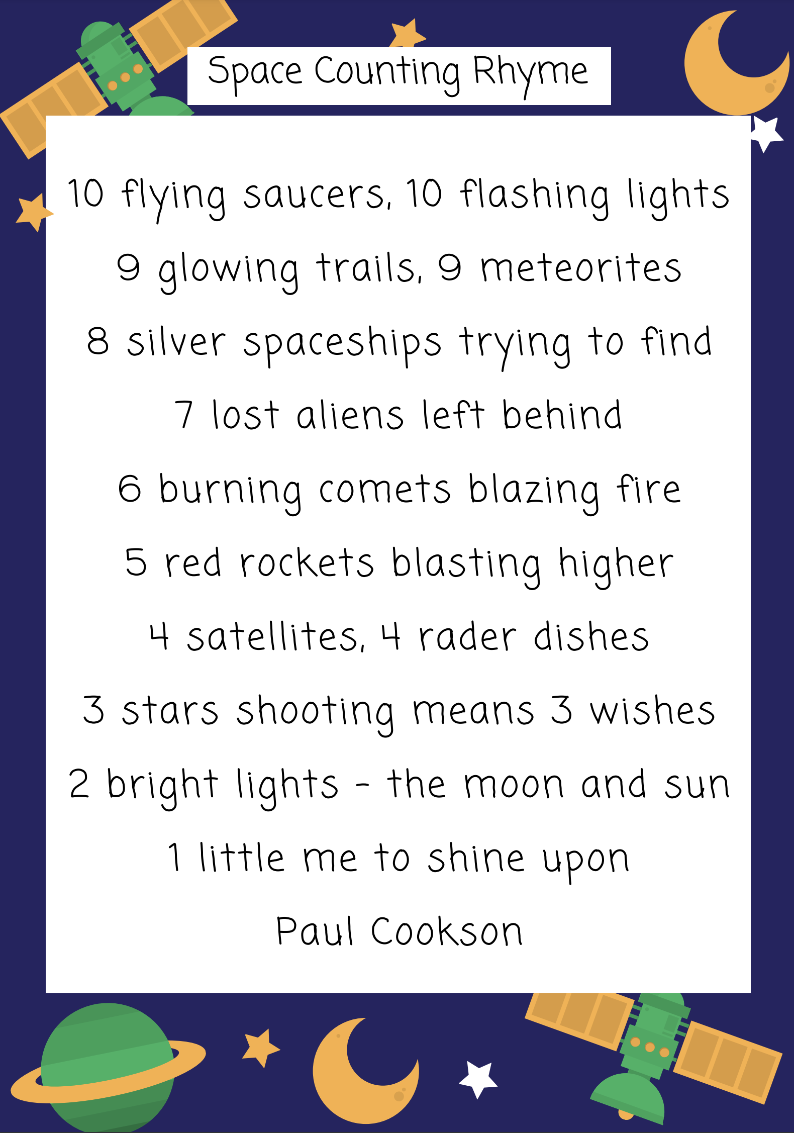 Acrostic Poems About Planets