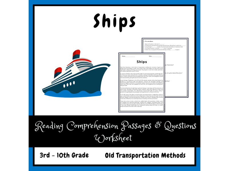 Ships Reading Comprehension Passages & Questions Worksheets | Teaching ...